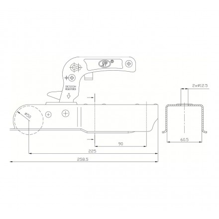 Cupla remorca 750 kg profil bara patrata 60,50 mm SPP ZSK750I - Lampi ...
